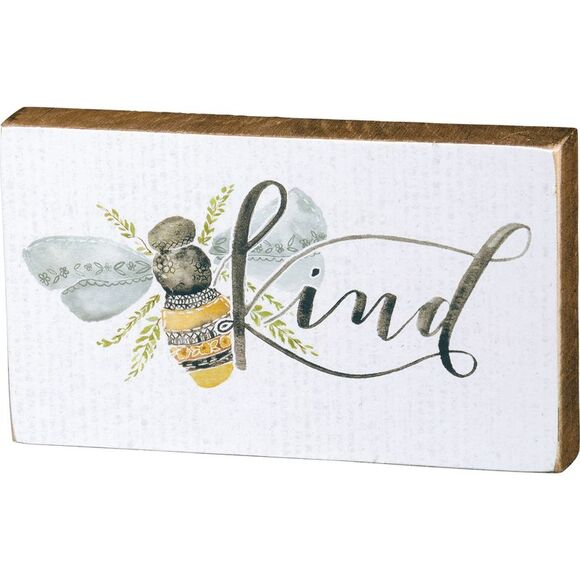PBK | Accents | Bumble Bee Kind Yellow And White Block Tier Tray Sign 6 ...